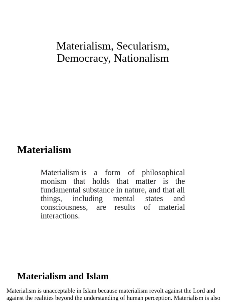 Islamic Perspectives on Materialism and Secularism | PDF | Secularism ...