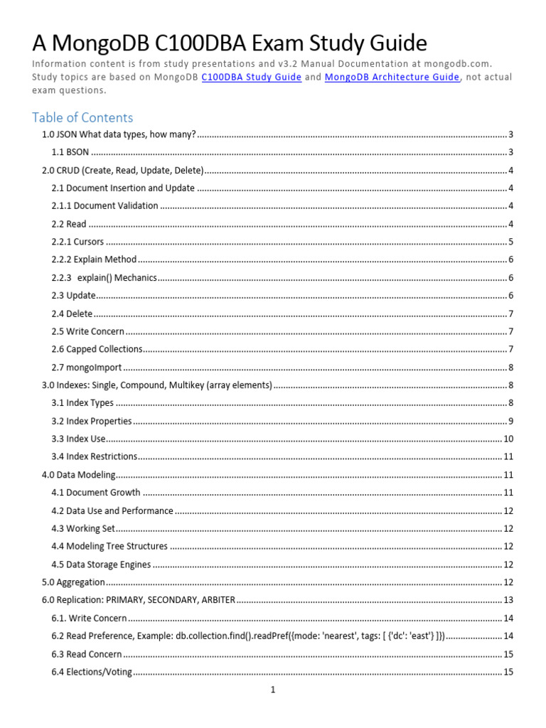 A MongoDB DBA Exam Study Guide | PDF | Database Index | Mongo Db