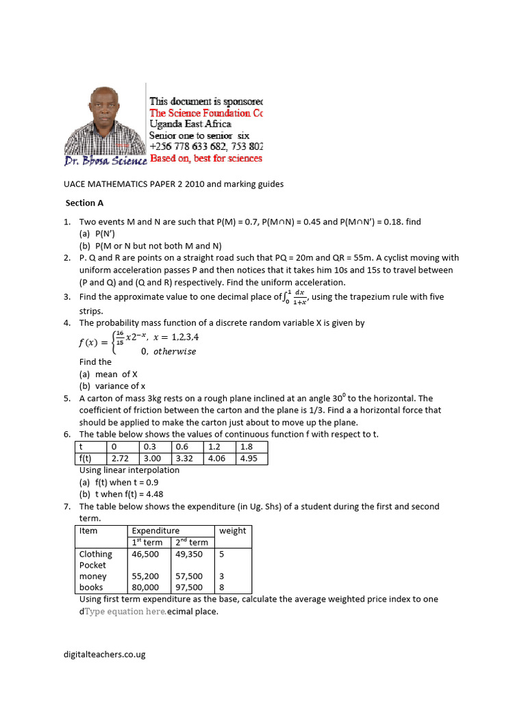 Uace Mathematics Paper 2 2010 and Marking Guide | PDF | Confidence Interval | Mathematics