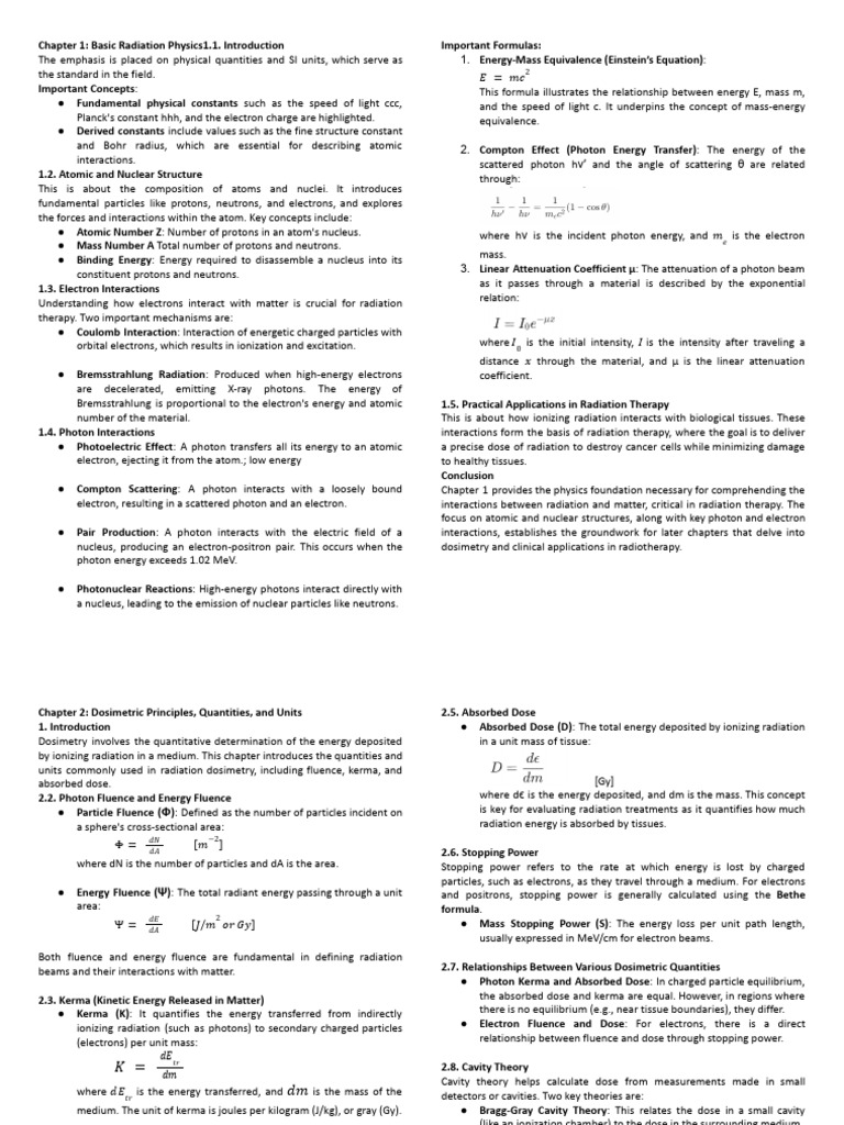 Rad thera reviewer | PDF | Dosimetry | Radiation Therapy