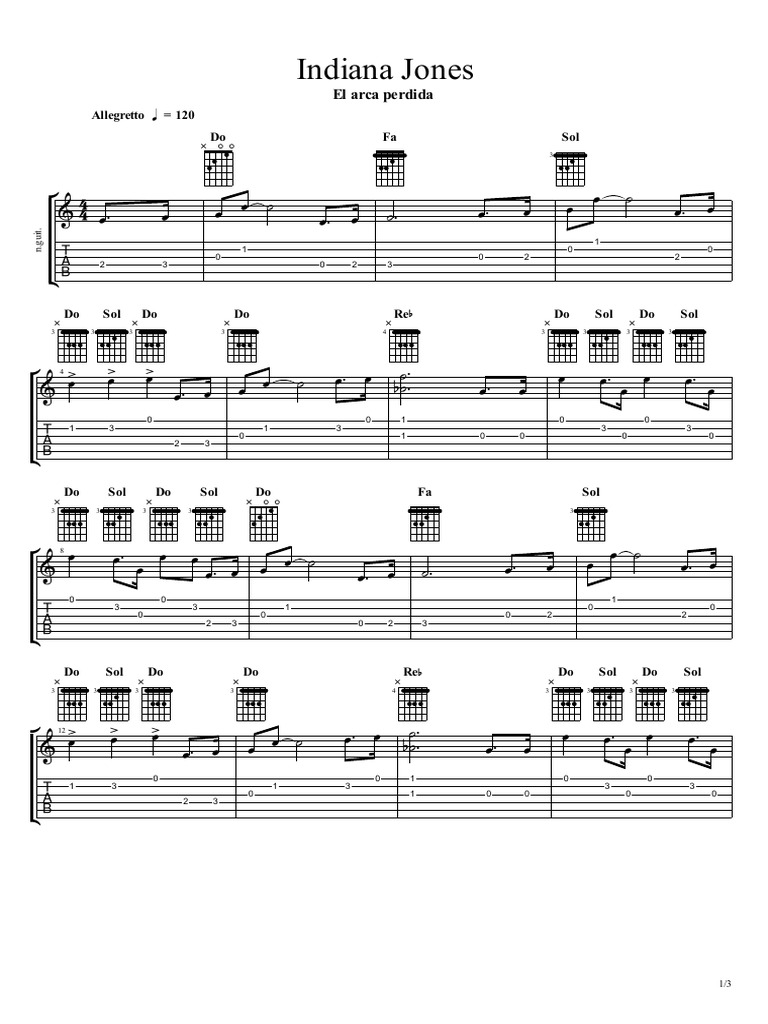 Guitar Tabs: Indiana Jones Theme | PDF