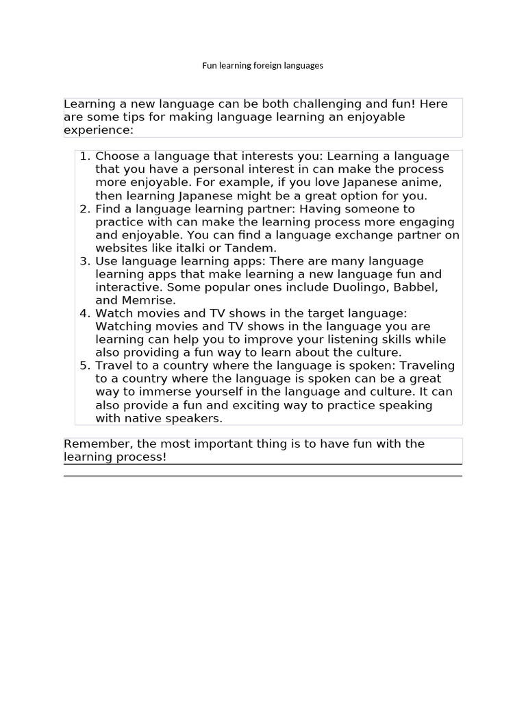 Fun Learning Pdf Language Arts Discipline