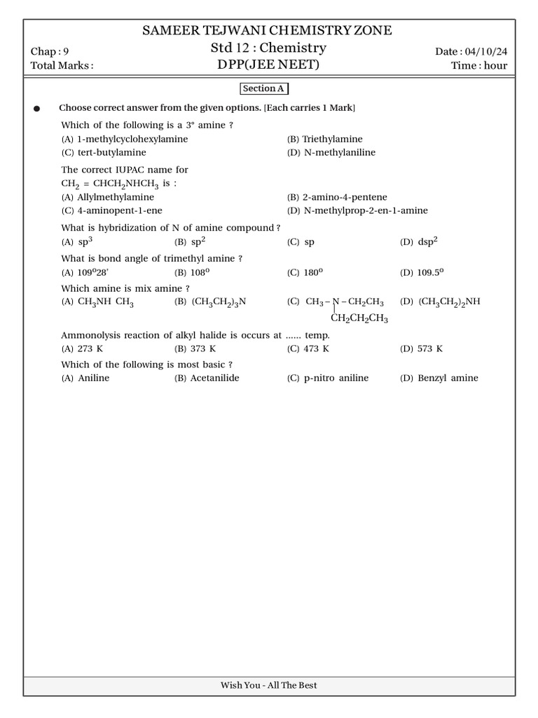 Amines DPP (Jee Neet) | PDF