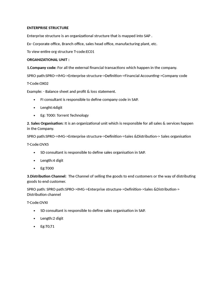 Enterprise Structure-Sap SD | PDF | Business