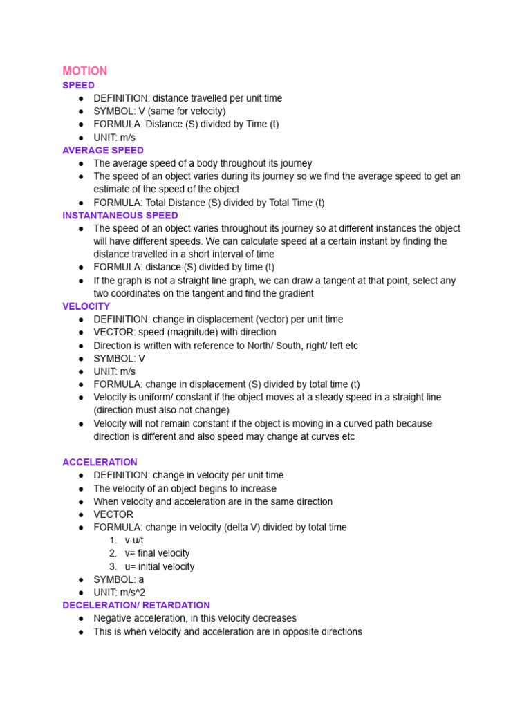 Motion | PDF | Acceleration | Speed