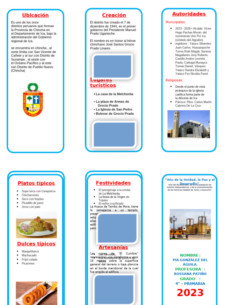 Triptico Distrito de Grocio Prado | PDF