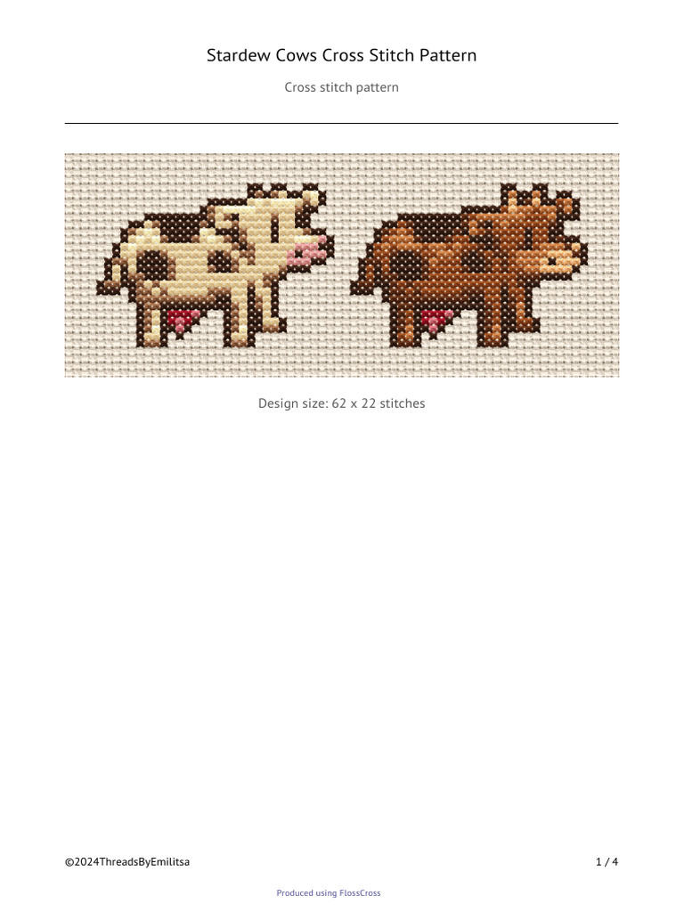 Stardew Cows Cross Stitch Pattern | PDF