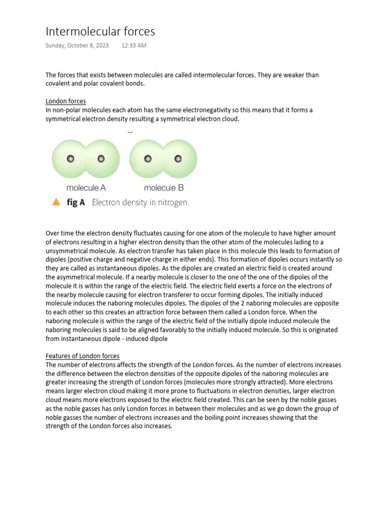 Intermolecular forces | PDF | Chemical Polarity | Solvation