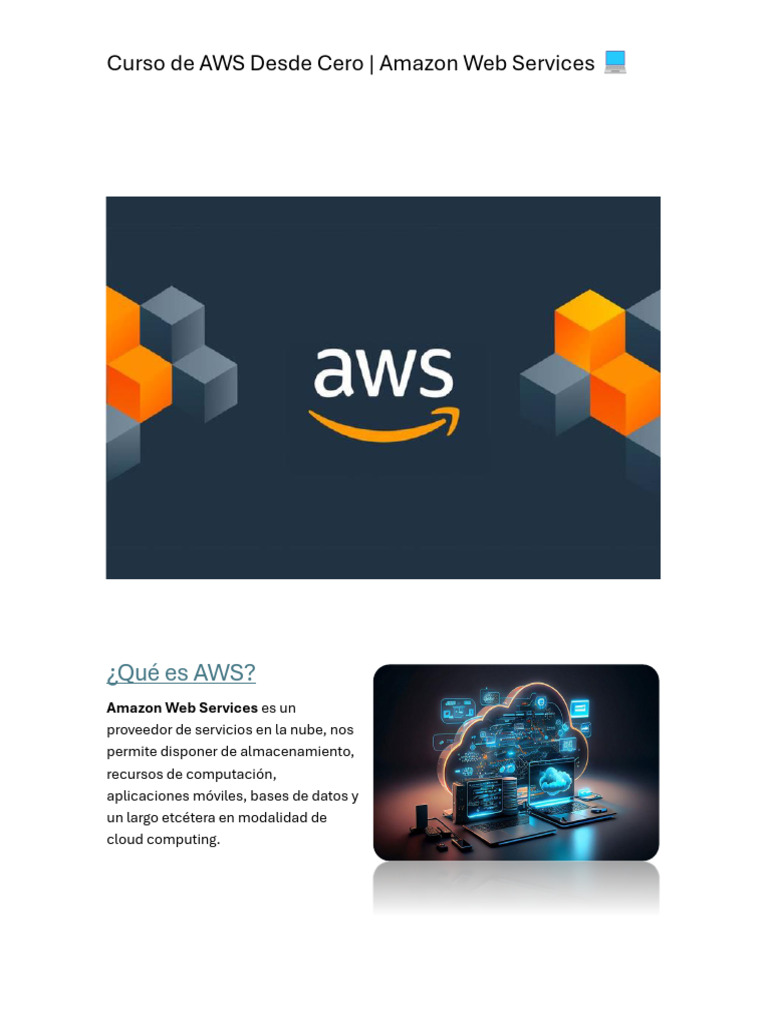 Curso de AWS Desde Cero Amazon Web Services | PDF | Computación en la nube | Servicios web de Amazon
