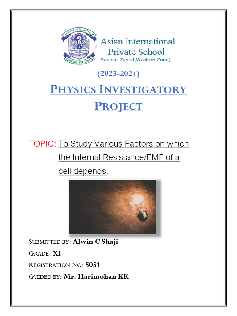 Physics Project | PDF | Electrical Resistance And Conductance | Electrolyte
