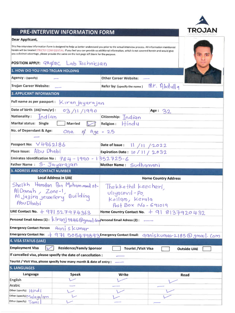 Pre Interwive Form | PDF