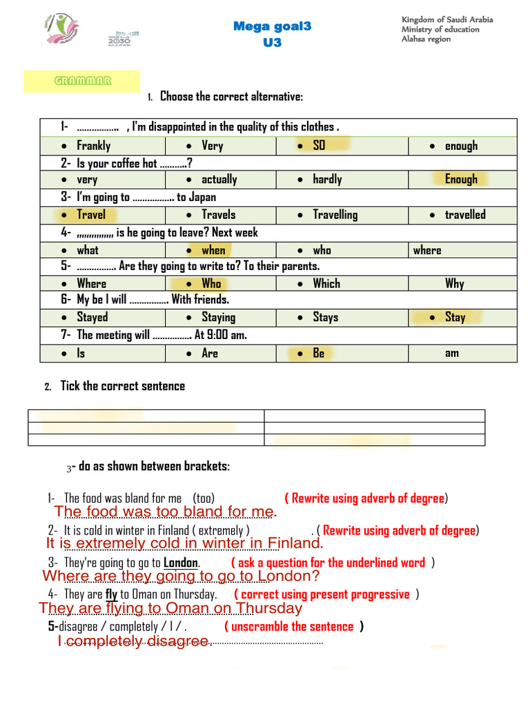 محلول MG2.1 WorksheetU3 | PDF | Syntax | Language Mechanics
