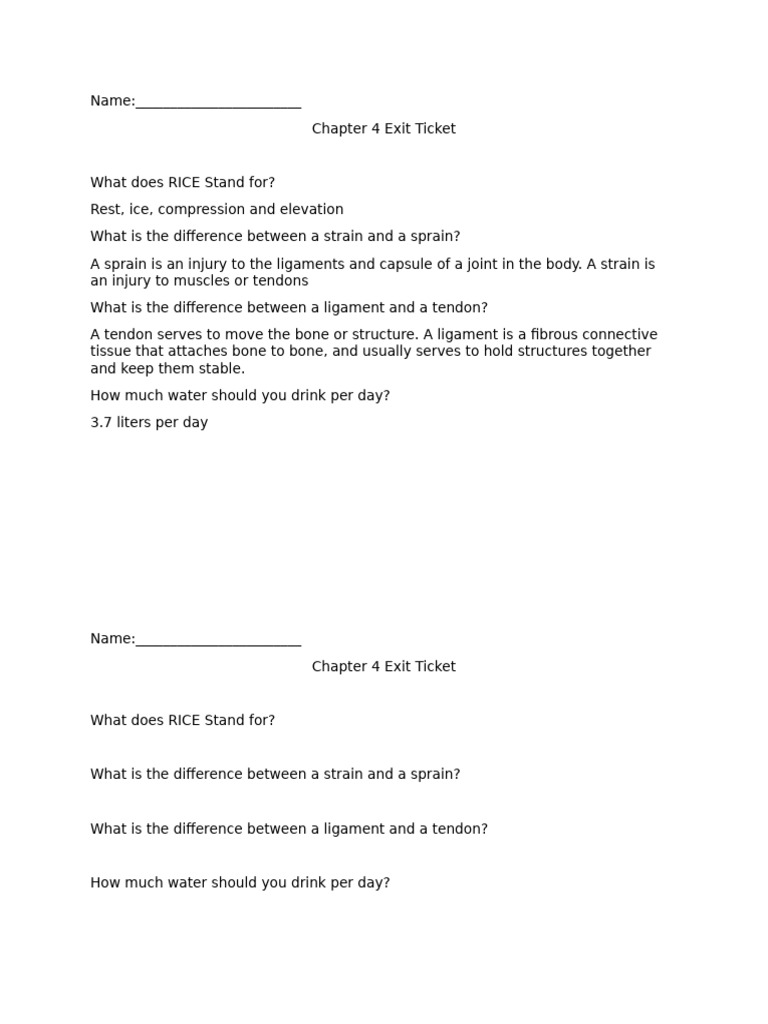 Chapter 4 Exit Ticket | PDF | Self-Improvement | Wellness