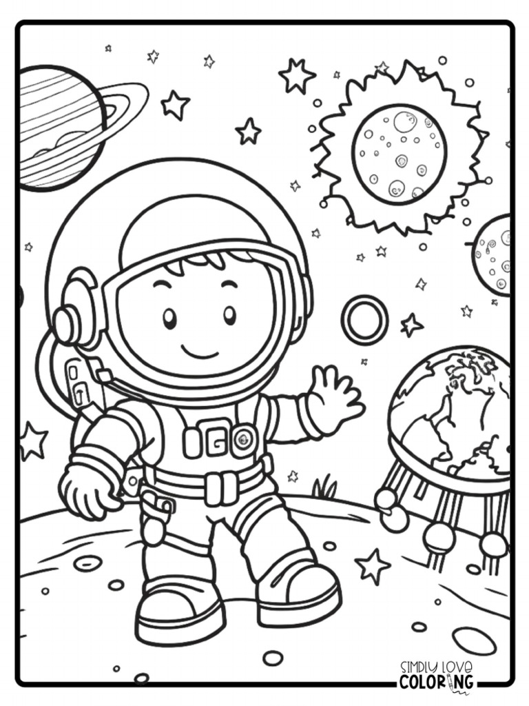 Space and Planets Astronaut Standing On Moon With Planets | PDF