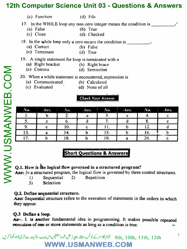12th Computer Unit 3 QA | PDF