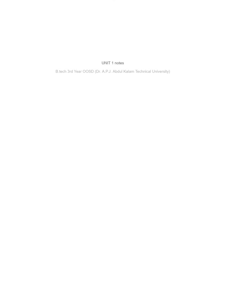 9 Unit 1 Notes Pdf Object Oriented Programming Unified Modeling