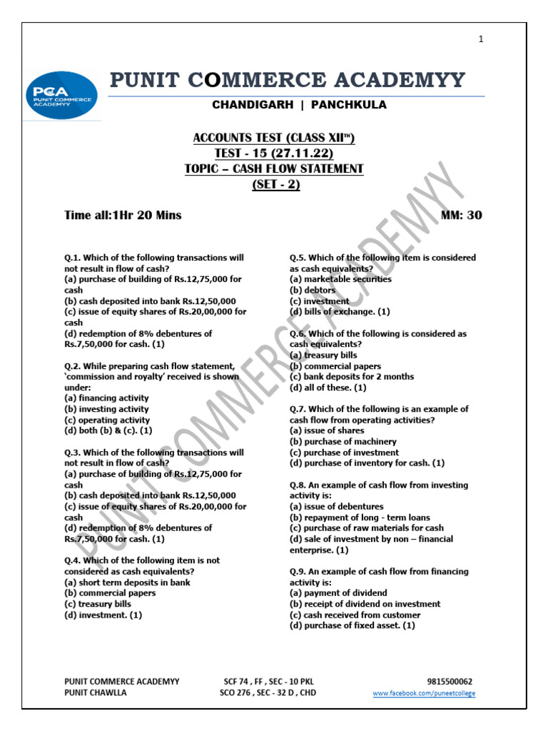Cfs Test 27.11.22 Set - 2 | PDF | Equity (Finance) | Dividend