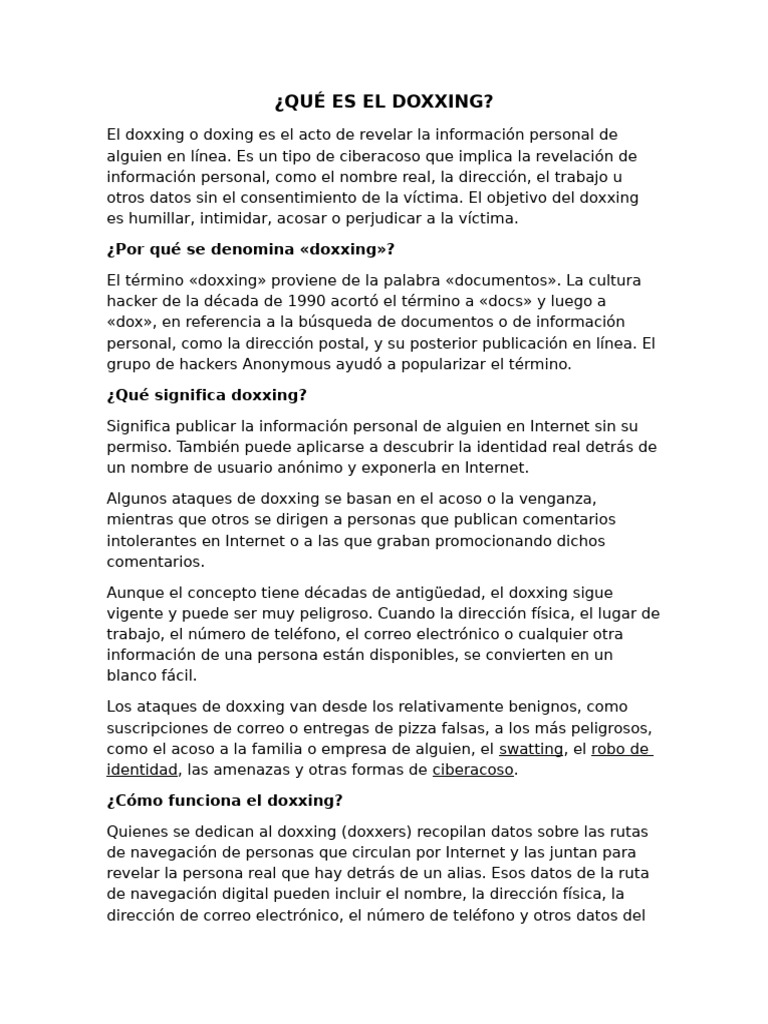 QUÉ ES EL DOXXING | PDF | Internet | Red privada virtual