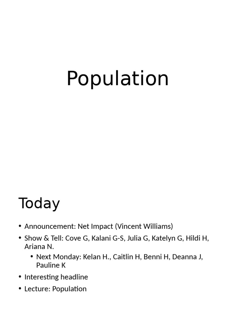 Lecture 8_ Population | PDF | Demography | Population