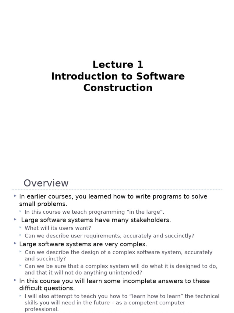Lecture1 Software Construction BSSE5 | PDF | Method (Computer Programming) | Programming