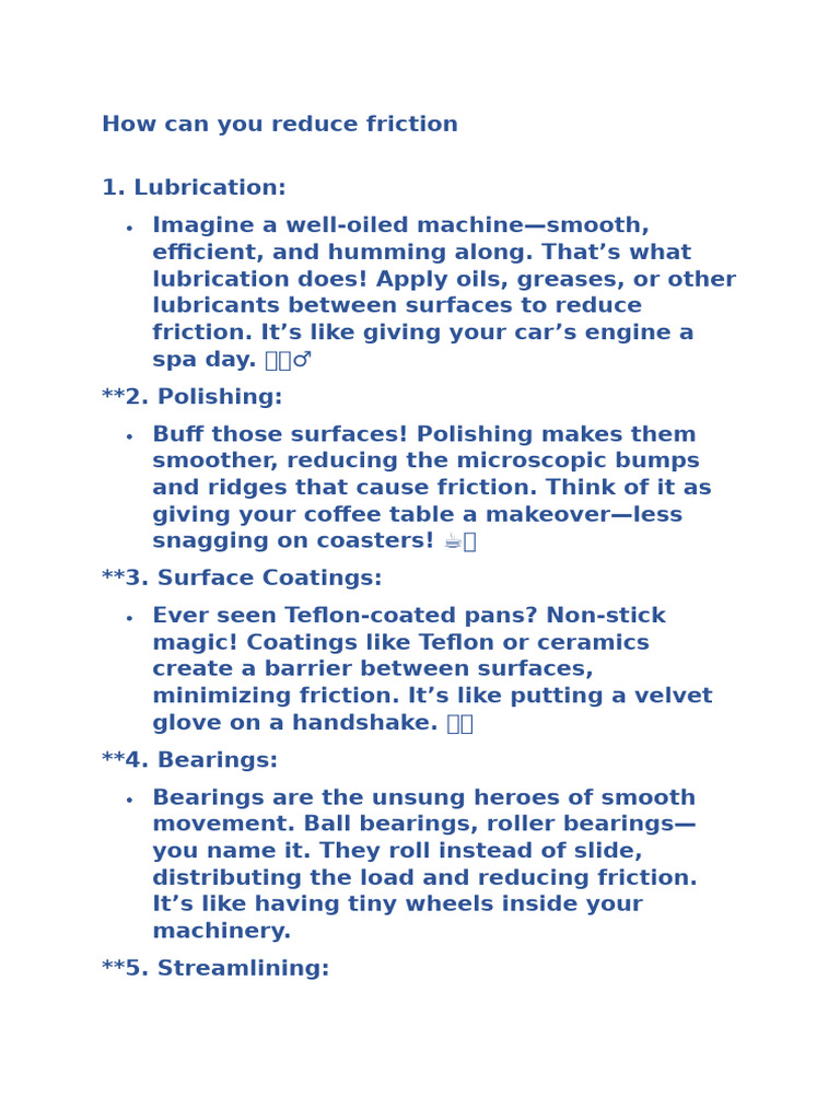 8 Effective Ways to Reduce Friction | PDF