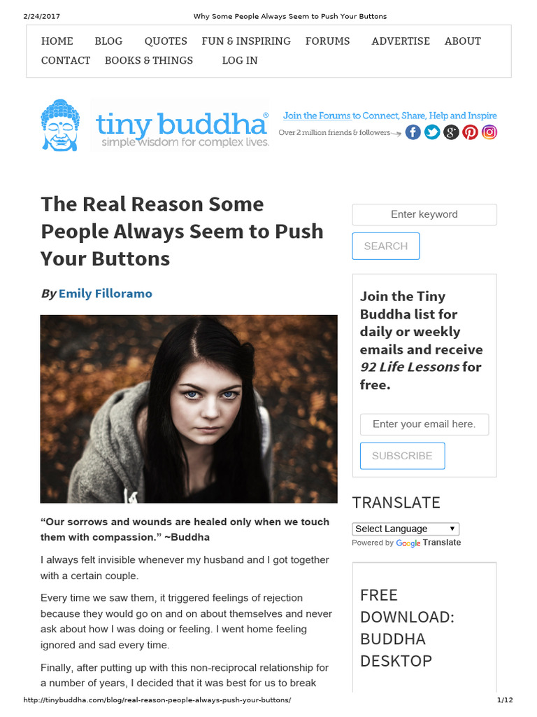 Why Some People Always Seem To Push Your Buttons | PDF | Psychological ...