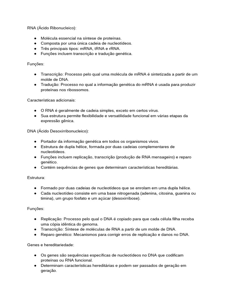 RNA (Ácido Ribonucleico)- | PDF RNA (Ácido Ribonucleico)- | PDF