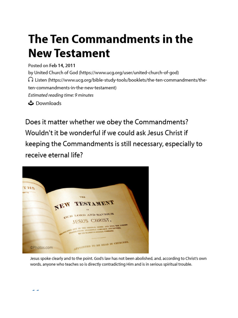 Ten Commandments in the New Testament | PDF | Paul The Apostle | Jesus