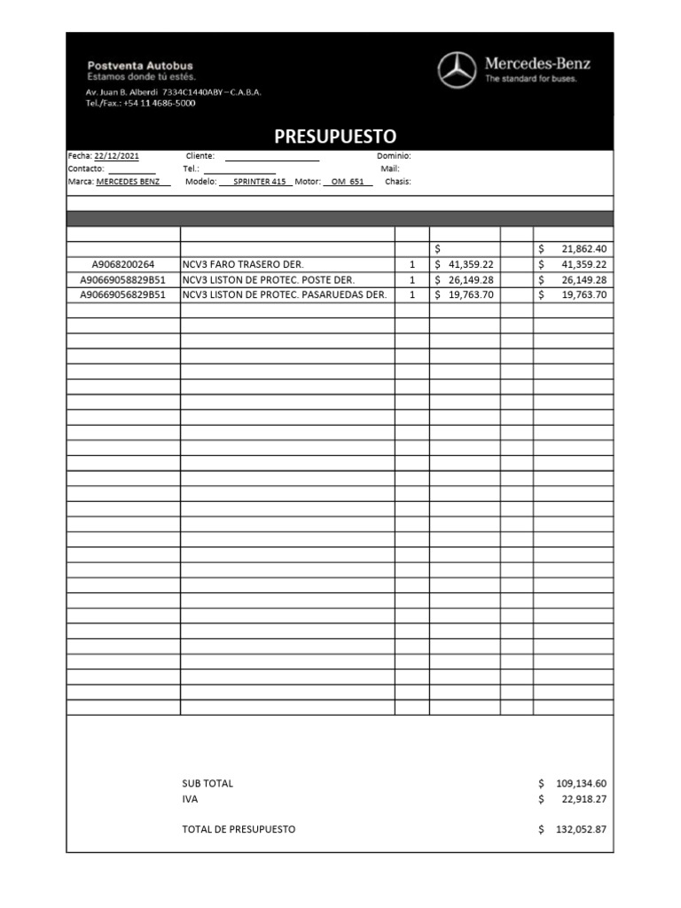 Presupesto Renz | PDF