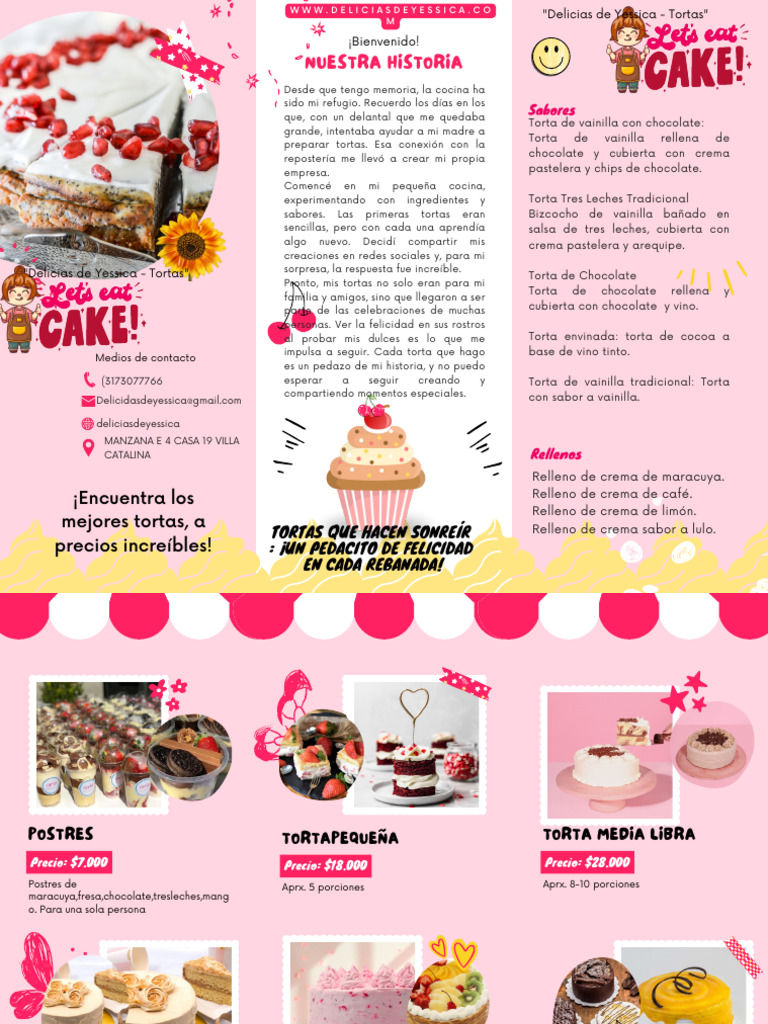 Folleto Catálogo de Tienda Pasteleria Llamativo Rosa Amarillo-3 | PDF ...