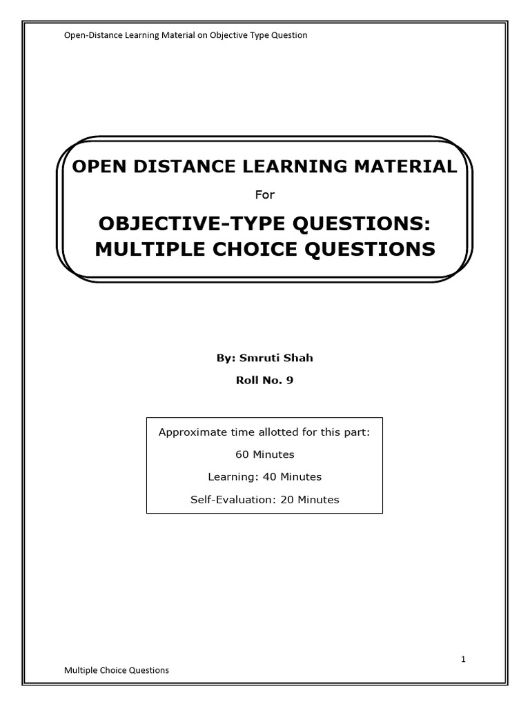 odlm-mcqs | PDF | Multiple Choice