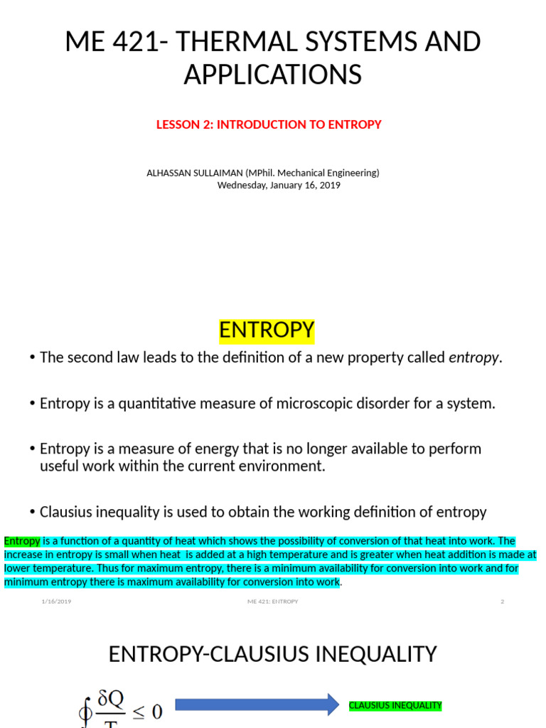 Lesson2-INTRODUCTION TO ENTROPY | PDF | Entropy | Second Law Of ...