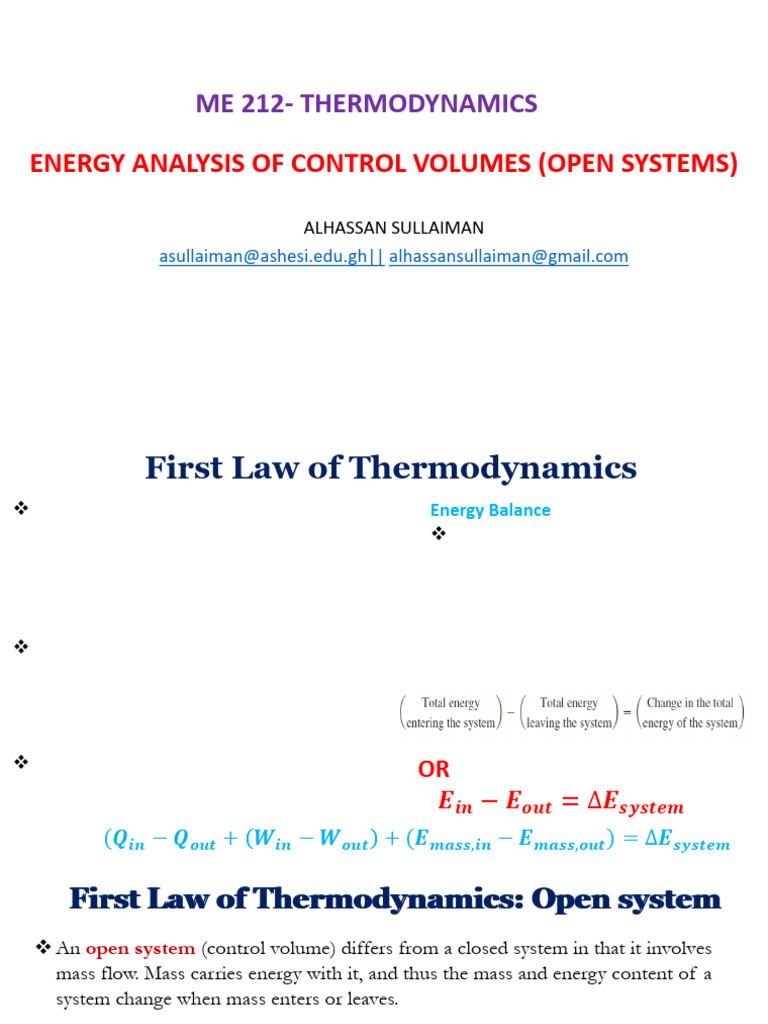 4 ME212 Energy 1stlawtoopensystem | PDF | Enthalpy | Turbine