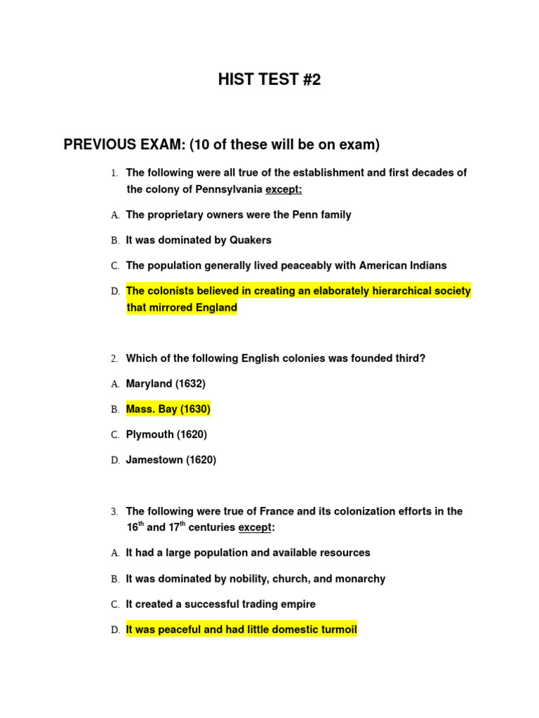 HIST TEST Review 2 | PDF | Atlantic Slave Trade | Slavery