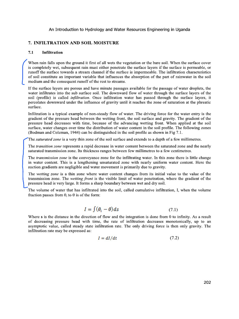 Chapter 7. Infiltration and Soil Moisture | PDF | Earth Sciences | Environmental Engineering