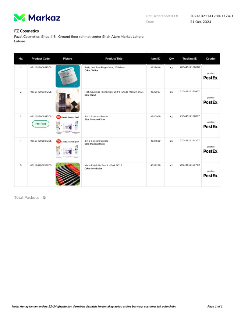 ORDERSHEET-AIRWAYBILL | PDF