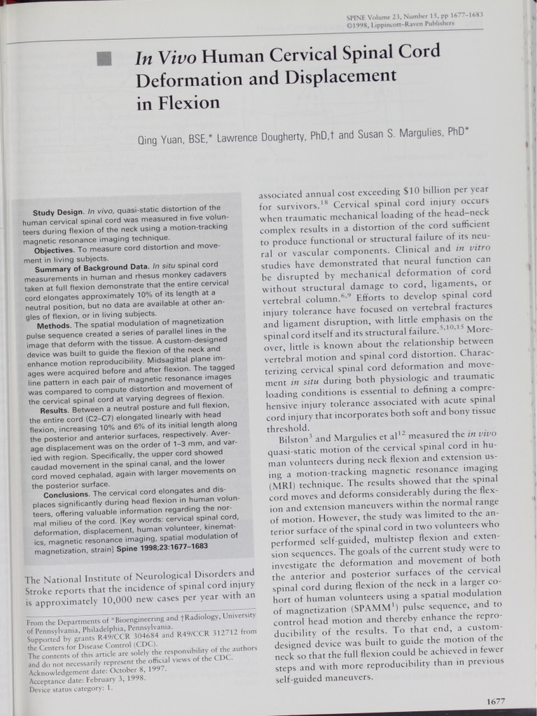 In Vivo Human Cervical Spinal Cord Deformation and Displacement in ...