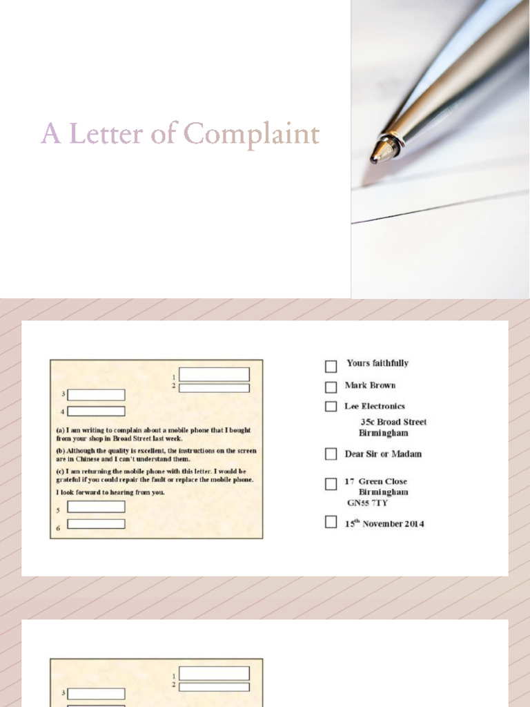 A Letter of Complaint. PI | PDF