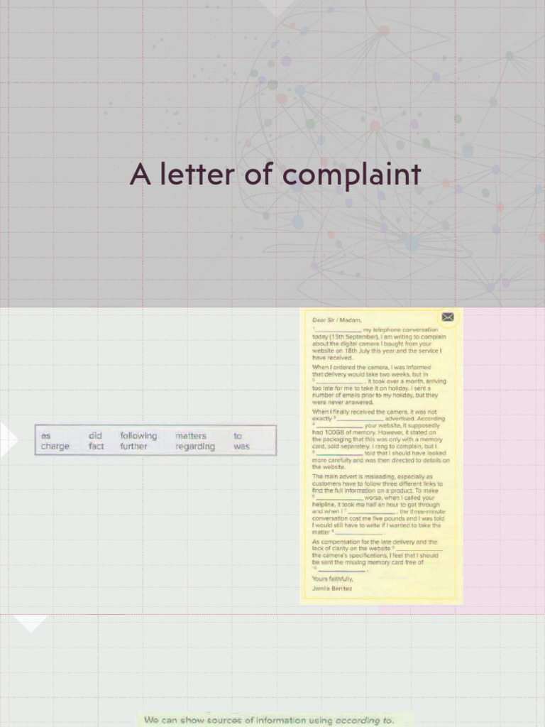 A Letter of Complaint | PDF