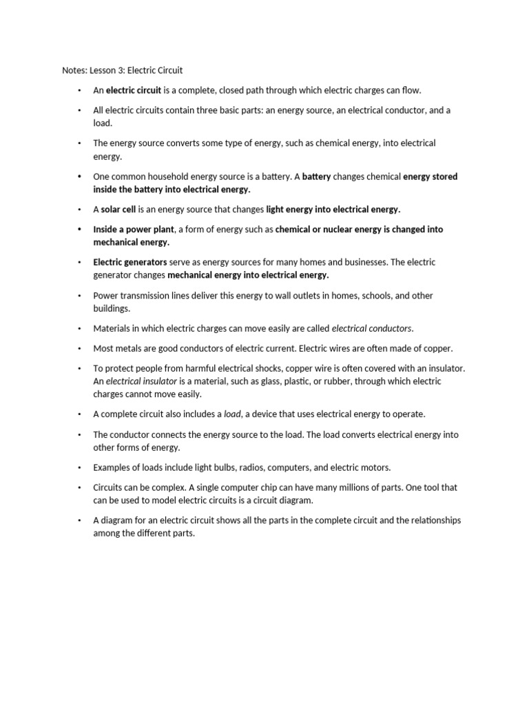 Electric Circuits Summary and Notes | PDF | Electricity | Series And ...