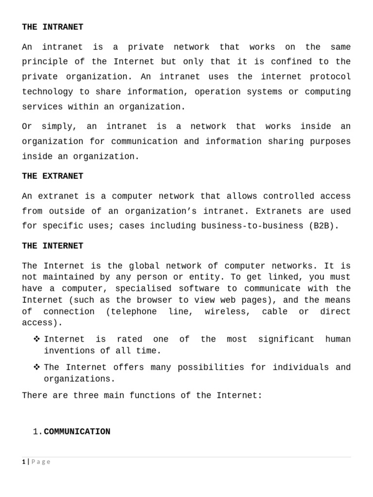 The Intranet Extranet and Internet | PDF | World Wide Web | Internet & Web