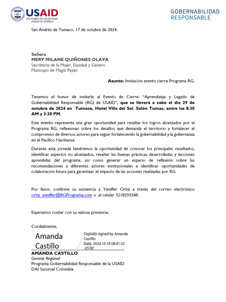 Invitación Evento de Cierre RG - Milane Quiñones | PDF | Negocios