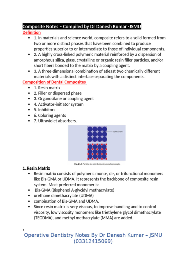 Composite Notes by Danesh | PDF | Dental Composite | Composite Material
