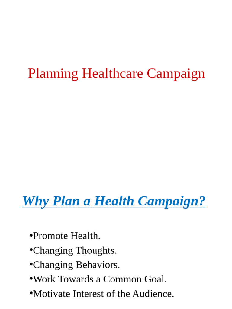 Planning Healthcare Campaign | PDF | Target Audience | Human Communication