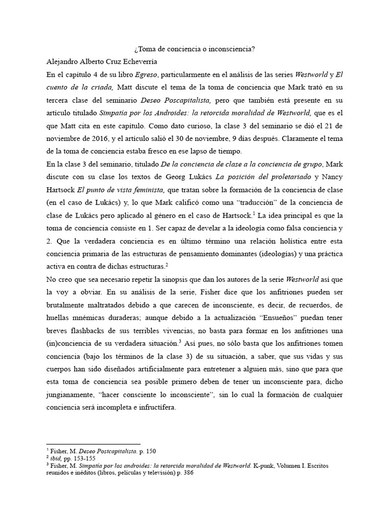 ¿Toma de conciencia o inconsciencia? | PDF