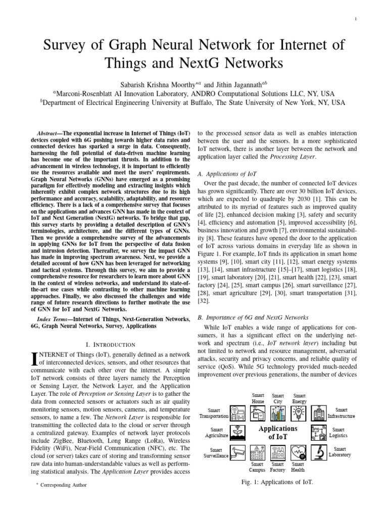 Survey of Graph Neural Network For Internet of Things and NextG ...