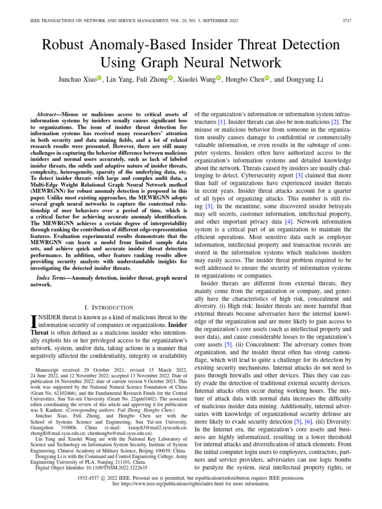 Robust Anomaly-Based Insider Threat Detection Using Graph Neural ... Robust Anomaly-Based Insider Threat Detection Using Graph Neural ...