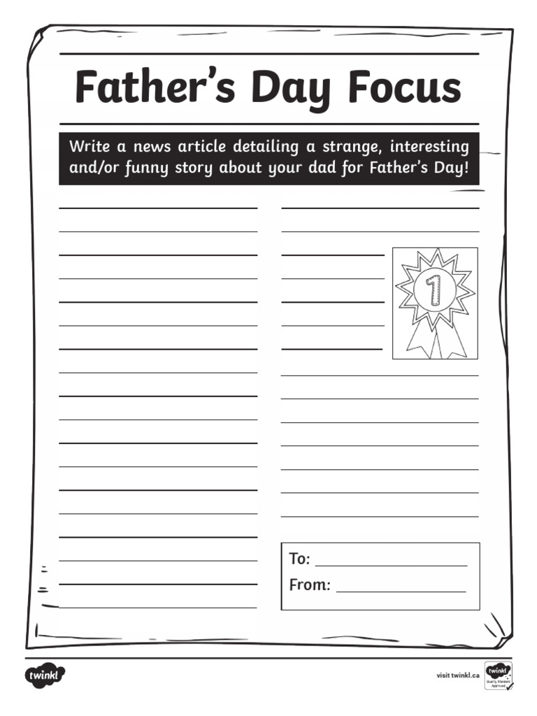 Fathers Day Newspaper Article Writing Activity | PDF