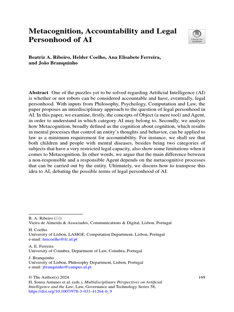 Accountability and Legal Personhood of A | PDF | Action (Philosophy ...