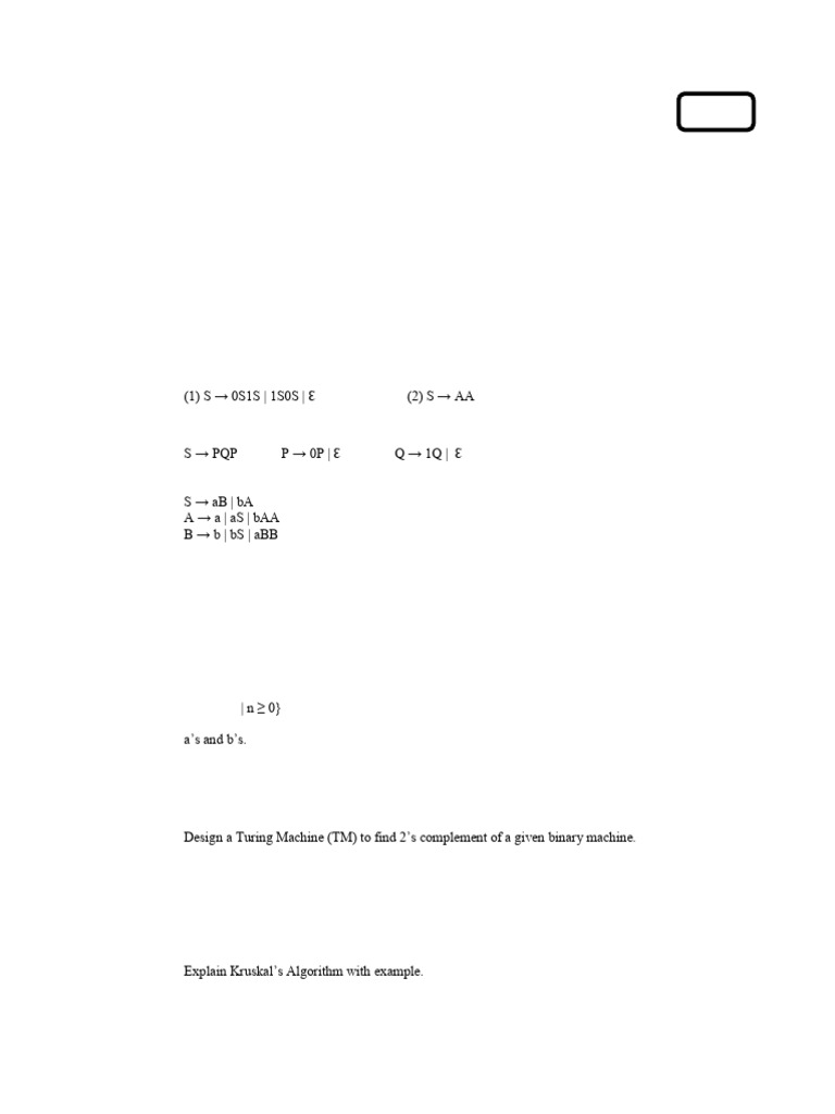 TOC Prelim QP SetA 2024-25 241017 122826 | PDF | Formalism (Deductive) | Theory Of Computation